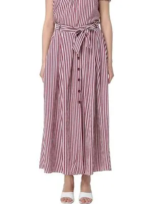 HANITA Hanita Striped Viscose Midi Skirt Red