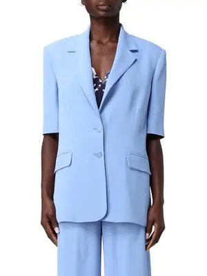 HANITA Crepe Single-breasted Blazer - Gnawed Blue