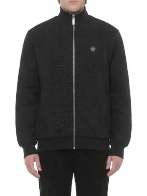 Philipp Plein Monogrammed Zip-up Sweatshirt - Black