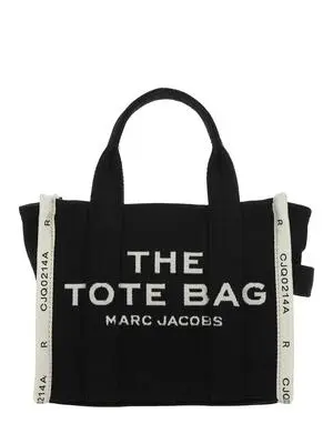 Marc Jacobs Marc Jacobs The Small Tote Bag In Cotton Canvas With Jacquard Logo Black
