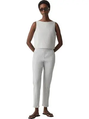 Theory Treeca Pull-on Textured Linen Pant - Black Multi