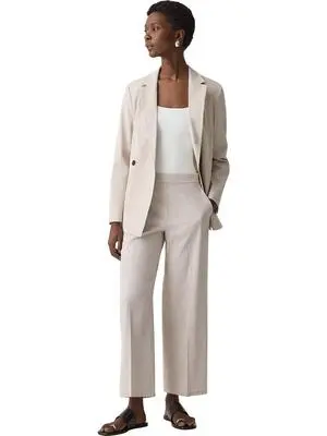 Theory Classic Straight Pull-on Pant In Textured Linen - Cognac Multi