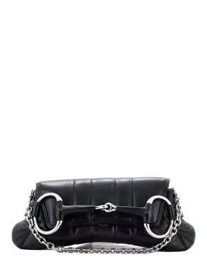 Gucci Horsebit Chain Quilted Leather Shoulder Bag - Black