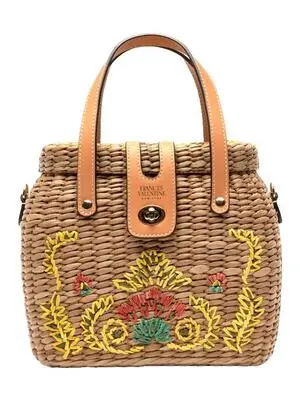 FRANCES VALENTINE Harriet Wicker Top Handle Bag - Natural/multi