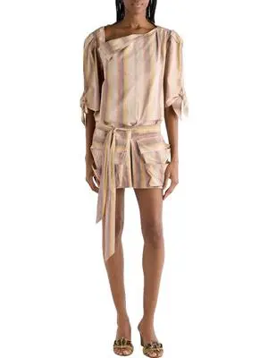 Isabel Marant Étoile Mariza Stripe Cotton Minidress - Desert