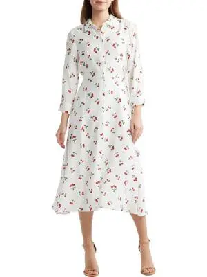Sam Edelman Long Sleeve Print Shirtdress - Cherry