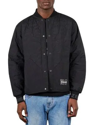 PLEASURES X Zero Skateboards Thomas Quilted Bomber Jacket - Black