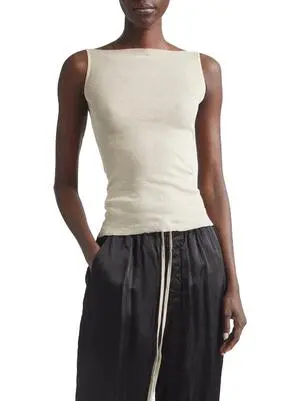 Rick Owens Raw Edge Cotton Tank - Sand