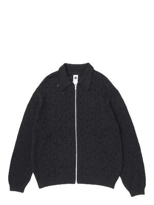 VOWELS Eyelet Knitted Zip-up - Black