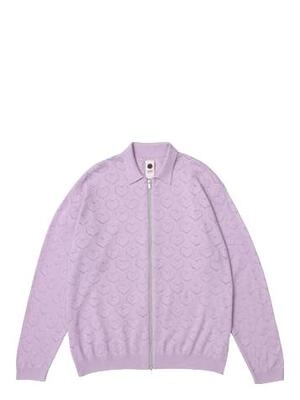 VOWELS Eyelet Knitted Zip-up - Lavender