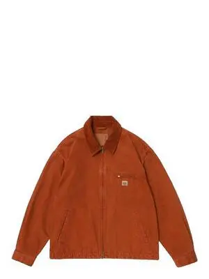 VOWELS Cord Collared Zip-up Denim Jacket - Persimmon