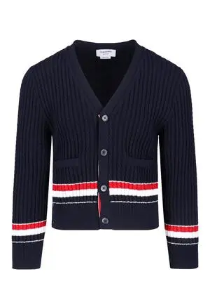 Thom Browne Cotton Knit Cardigan - Blue
