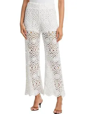 Aqua Crochet Wide Leg Pants - White