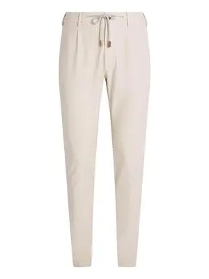 Eleventy Cotton-blend Drawstring Trousers - Beige
