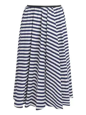 Maje Pleated Stripe Midi Skirt - White