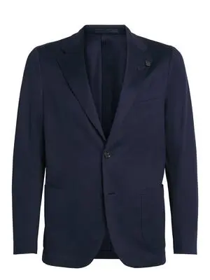 LARDINI Cotton Single-breasted Blazer Navy