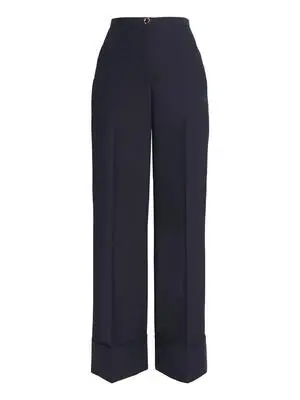Agnona Cotton Cropped Straight Trousers - Navy
