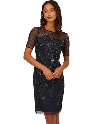 Adrianna Papell Hand-beaded Cocktail Dress - Midnight