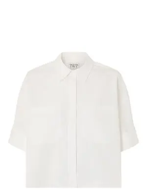 TWP Cropped Cotton-poplin Shirt - White
