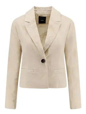 Pinko Idony Embroidered Linen Blazer - Beige