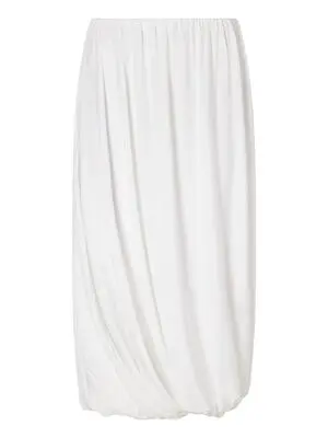 Norma Kamali Pleated Jersey Midi Skirt - White