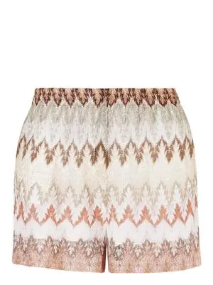 Missoni Striped Metallic Crochet-Knit Shorts Multi