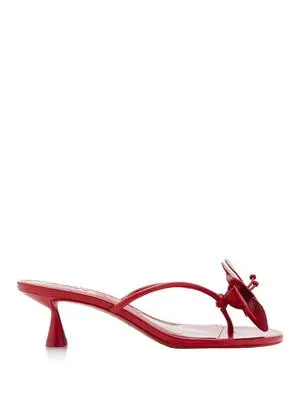 Cult Gaia Addison Leather Floral Thong Sandals - Red