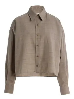 THE FRANKIE SHOP Arlen Plaid Wool-blend Boxy Shirt - Grey
