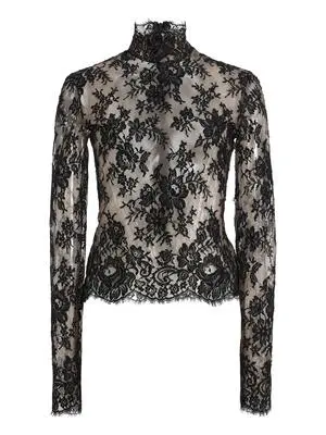 Françoise High Collar Top - Black
