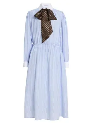 Françoise Blair Bow Silk Midi Dress - Blue