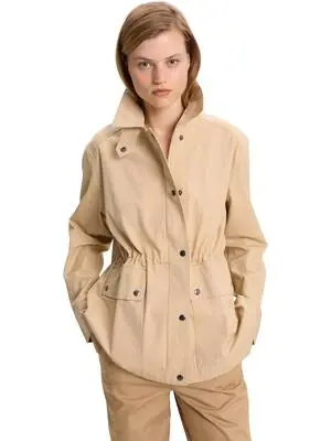 ATM Anthony Thomas Melillo Women's Cotton Twill Utility Jacket Macadamia