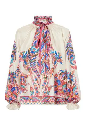 Etro Paisley-Print Silk Blouse With Pussy-Bow Multi