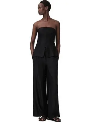 ALLSAINTS Charley Linen Blend Wide Leg Pants - Black
