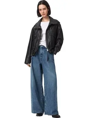 ALLSAINTS Haze Wide Leg Pleated Jeans - Blue