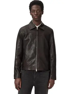 ALLSAINTS Tune Leather Biker Jacket - Brown