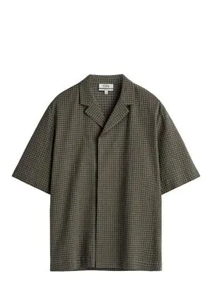 Cos Seersucker Resort Shirt - Gray