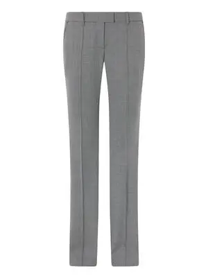 Attico Wool And Cotton-blend Straight-leg Pants - Gray