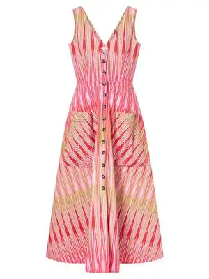Saloni Zoey Printed Cotton-poplin Midi Dress - Pink