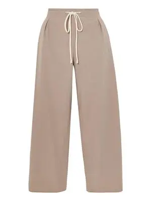 Maria Mcmanus Rope-trimmed Organic Cotton-poplin Wide-leg Pants - Neutrals