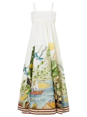 ALEMAIS Printed Organic Cotton Midi Dress - Multi