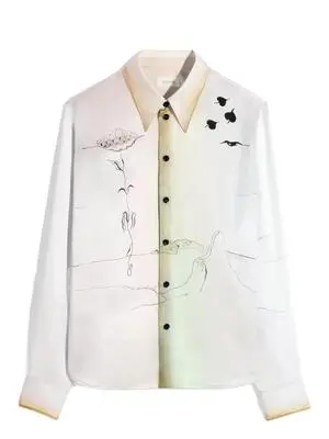LEMAIRE Pointed-collar Landscape Shirt - Neutrals
