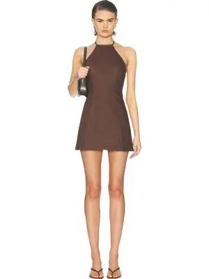 Matthew Bruch Vest Mini Dress - Chocolate Brown Denim