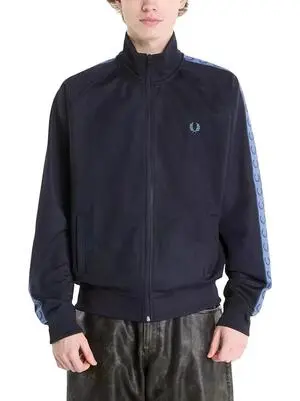 Fred Perry Contrast-tape Laurel Track Jacket - Blue
