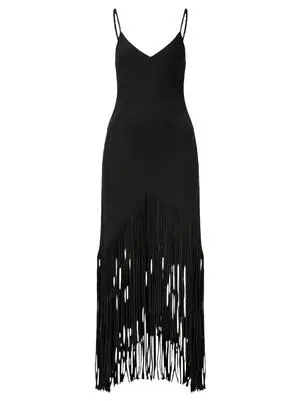 PINKO Fringed V-Neck Maxi Dress