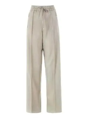 D.exterior Drawstring-Fastening Panelled Trousers Neutrals