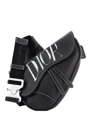 Dior Alex Foxton Logo Saddle Printed Leather Crossbody Bag Black