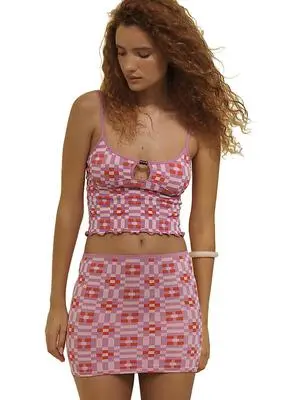 CELANDINE Seamless Keyhole Tank Top - Purple Pattern