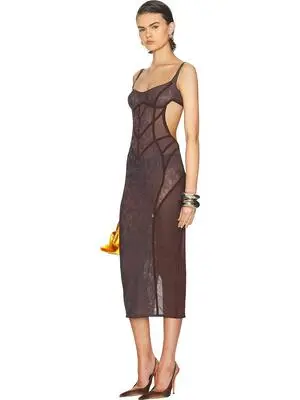 Attico Midi Lace Dress - Brown