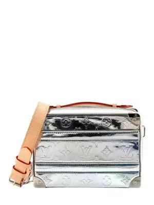LOUIS VUITTON Handle Soft Trunk Bag Monogram Mirror Coated Canvas Satchel - Silver