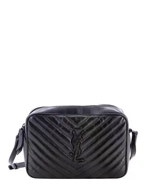 Saint Laurent Lou Camera Matelasse Chevron Leather Crossbody Bag - Black